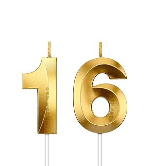 16th Birthday Gold Metallic Candle – Partyology